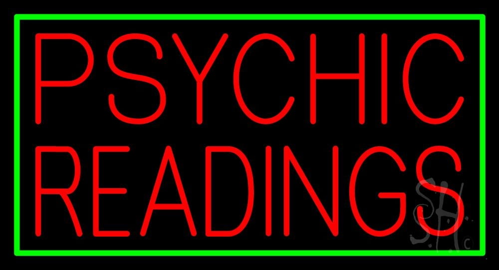 Red Psychic Readings Green Border LED Neon Sign 13" Tall x 24" Wide ...