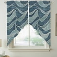 Blue Green Waves Swag Curtain Valance for Window 2 Panels Abstract ...