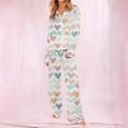 GNFQXSS V-Day Pajama Set Geometric Heart Pattern Long Sleeve V Neck ...