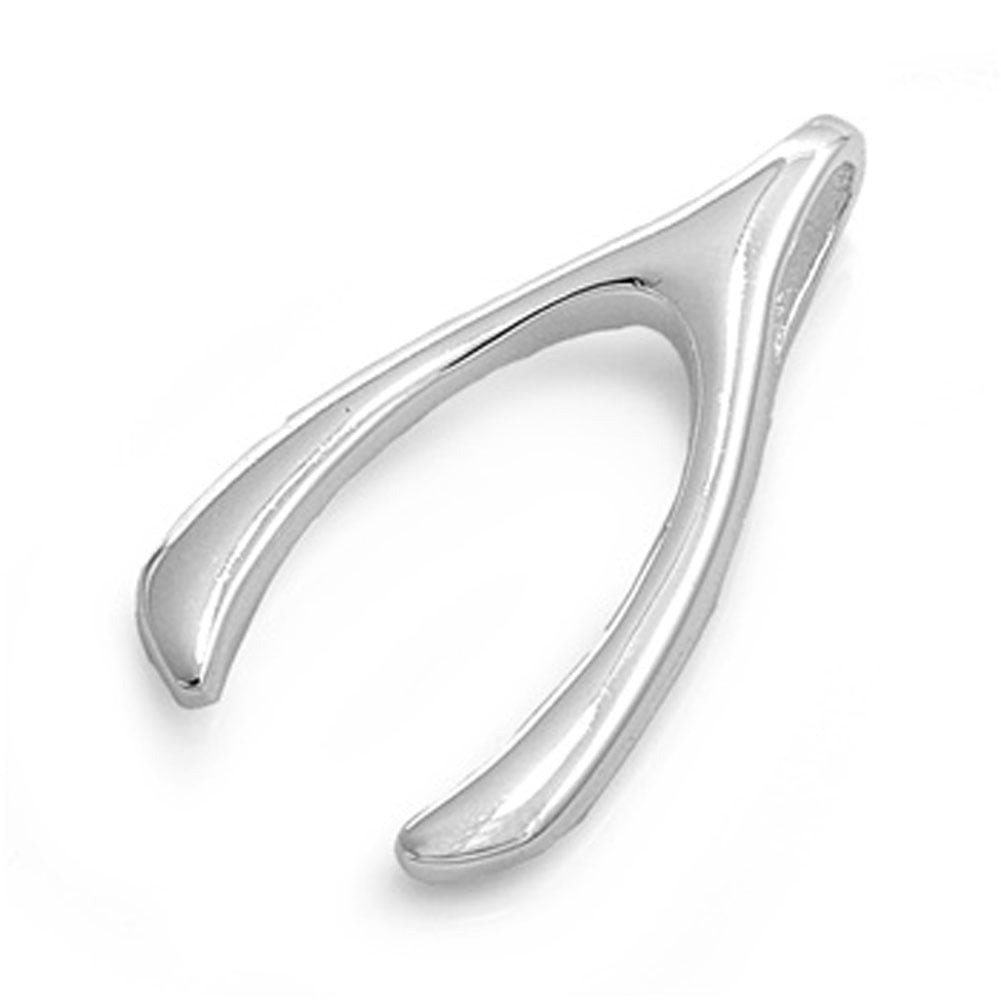Classic Slider Wishbone Pendant .925 Sterling Silver High Polish Bone ...