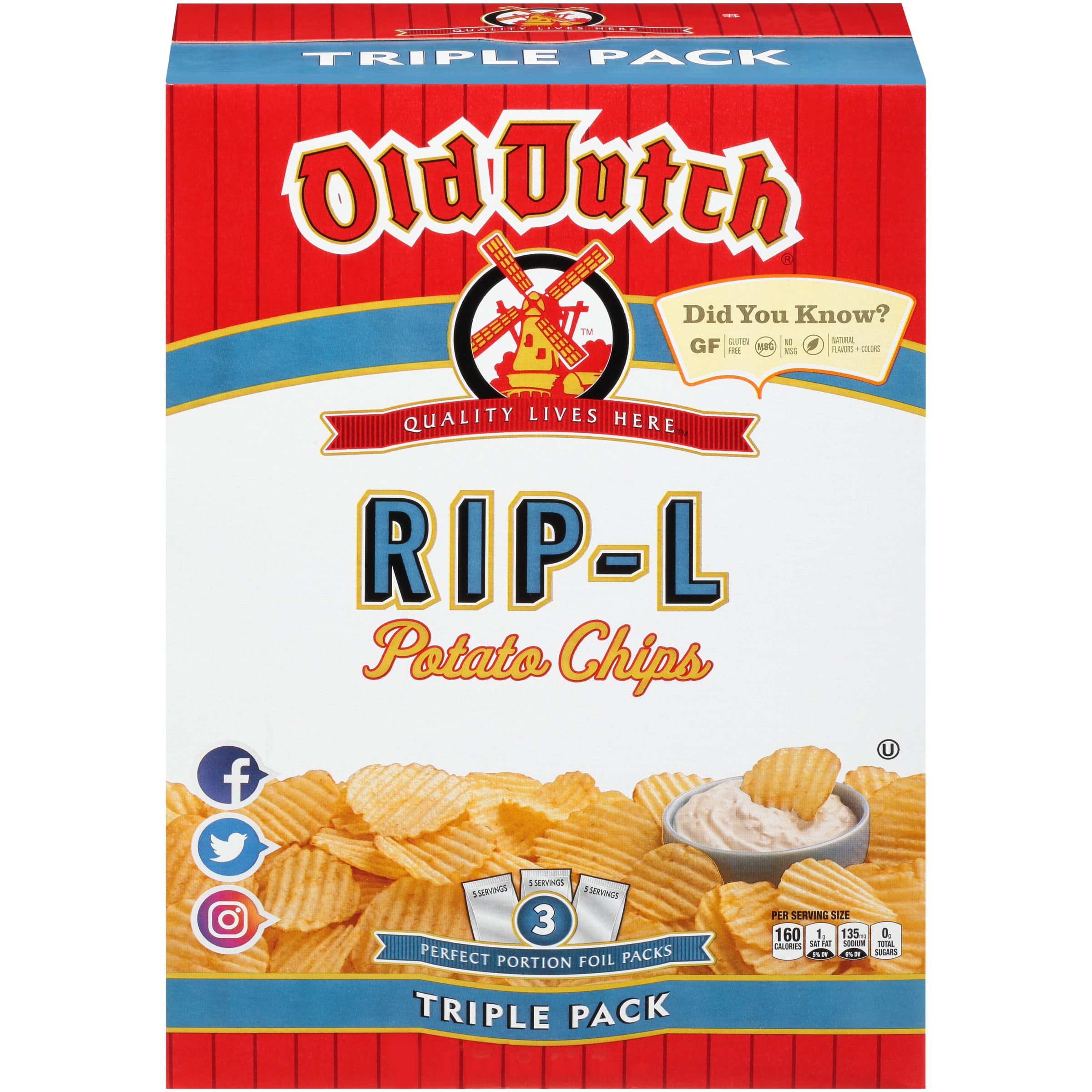Old Dutch Rip-L Potato Chips, 15 Oz. - Walmart.com