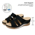 FAMITION Women's Wedge Sandals Open Toe Summer Black Wedge Sandal for ...