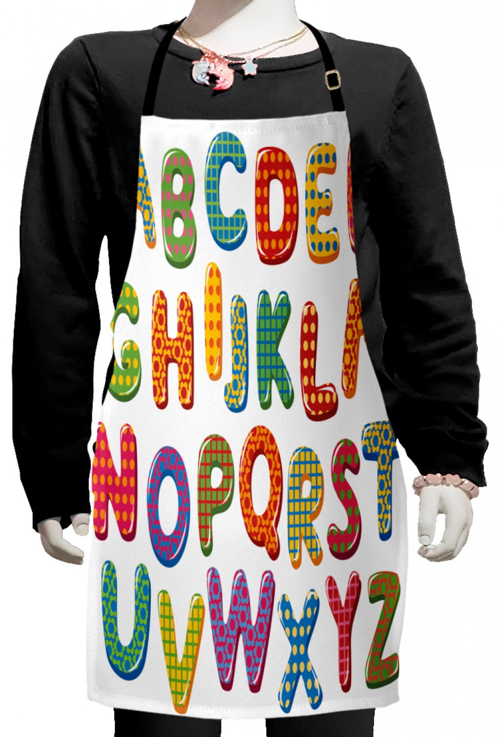 Alphabet Kids Apron, Pattern of Funny Letters in Cartoon Style Colorful ...