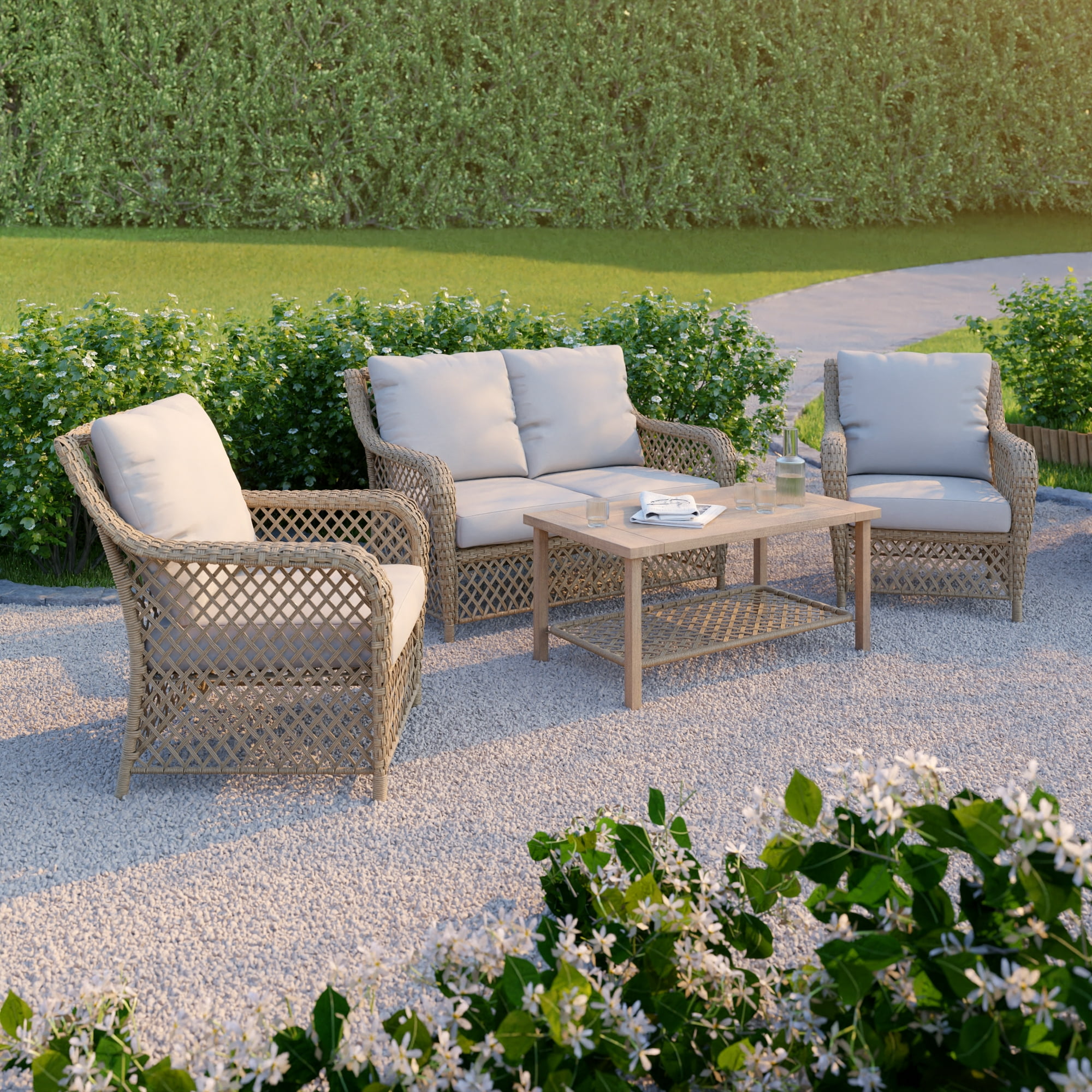 Click here for Hometrends Belmont 4-Piece Steel Outdoor Conversat... prices