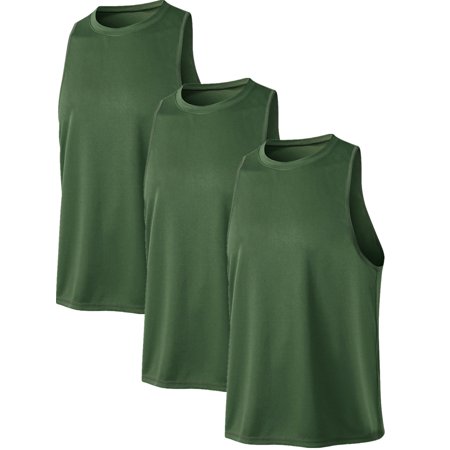 LUC Men's 3 Pack Dry Fit Athletic Tank Muscle Gym Workout Shirt Top ...
