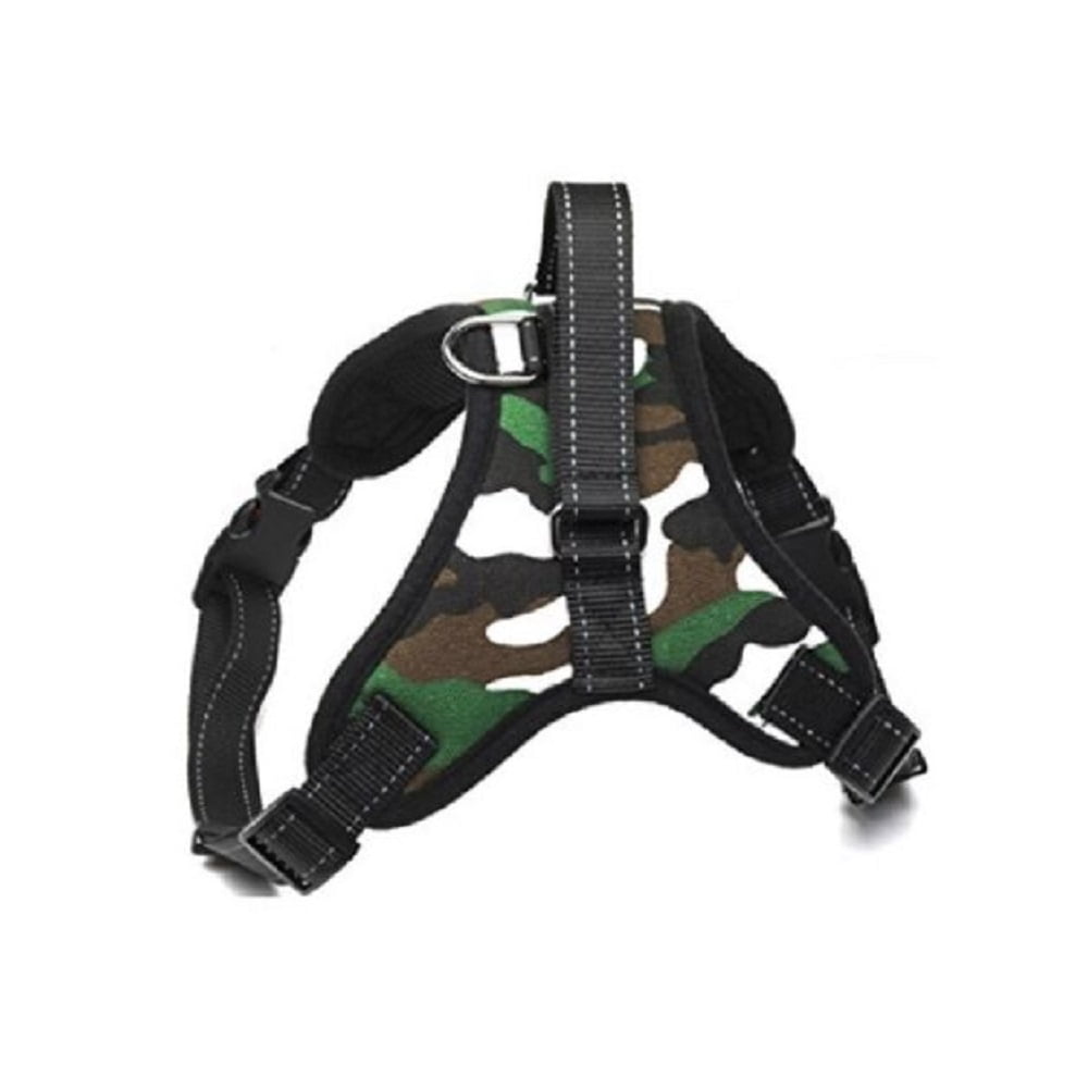 Green White Camouflauge Color Adjustable No Pull Pet Harness Control ...