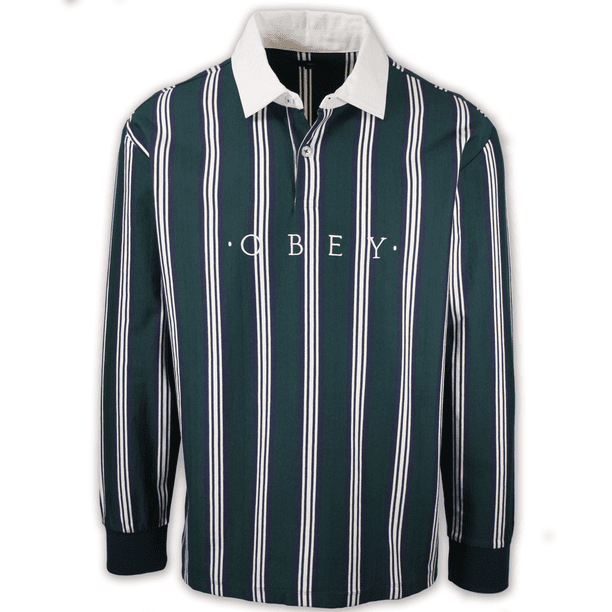 OBEY Men's Stripe Button L/S Polo Shirt (S03) - Walmart.ca