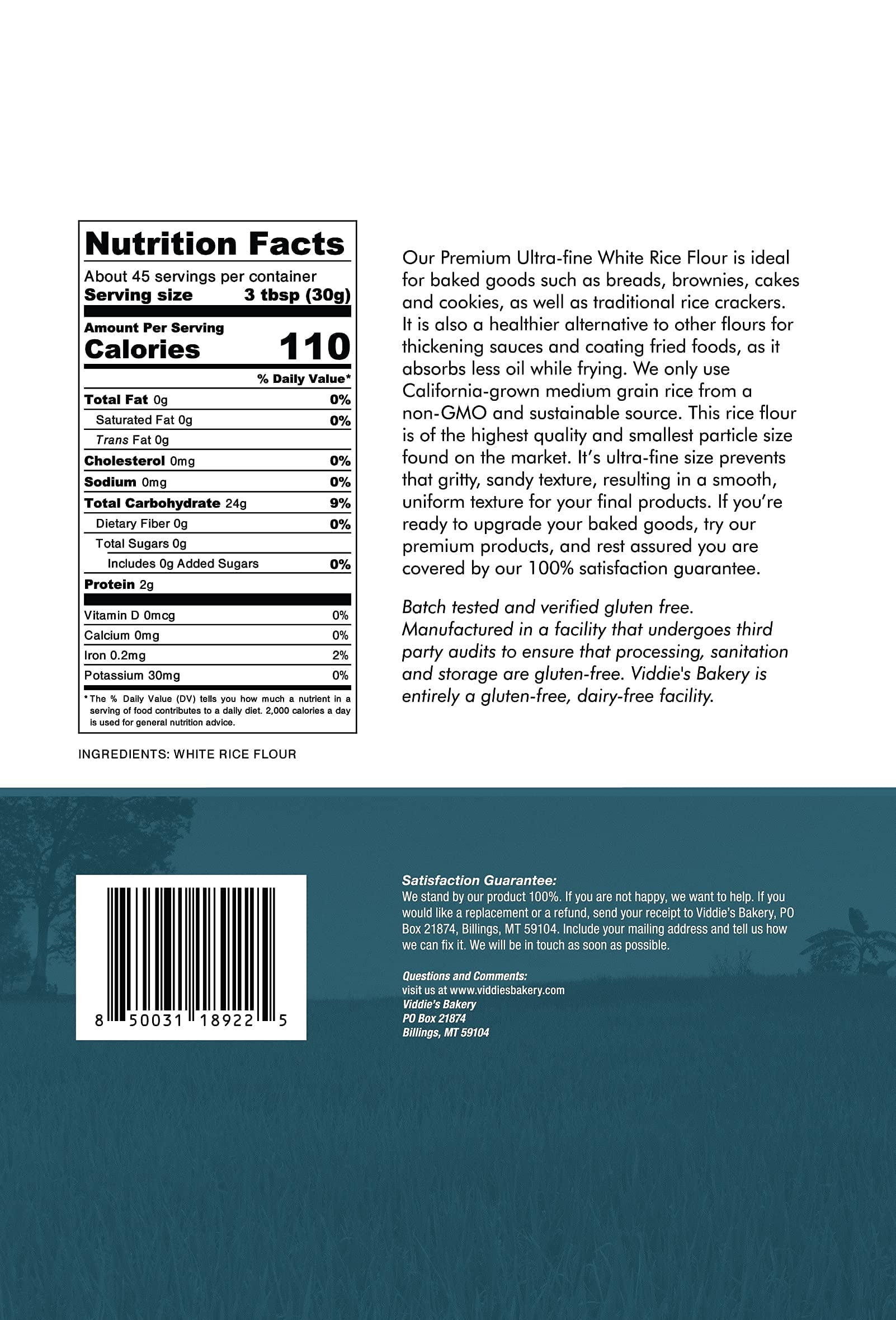 Gluten Free Ultra Fine White Rice Flour – (3 Pound Bag)