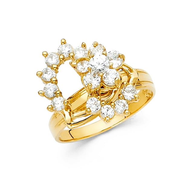 AA Jewels - Solid 14k Yellow Gold Cubic Zirconia CZ Motion Fashion ... AA Jewels - Solid 14k Yellow Gold Cubic Zirconia CZ Motion Fashion ...