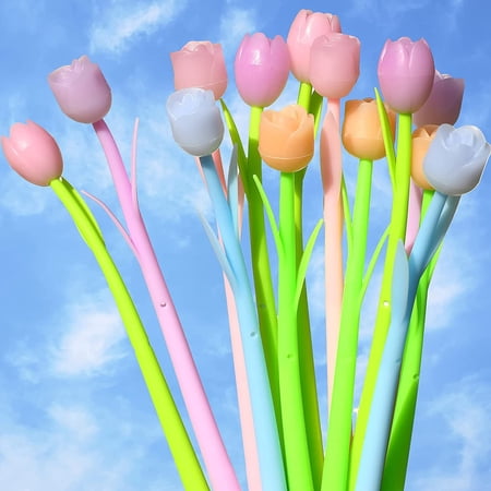 18 Pieces Color Changing Flower Pens 0.5 mm Ballpoint Pens Black Gel ...
