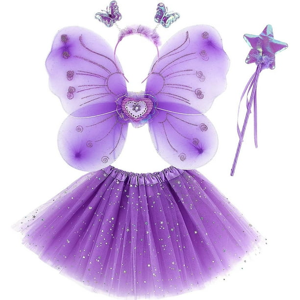 Conjunto de disfraz de hada para niñas, falda tutú de princesa, alas de ...