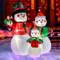 Zimtown 6FT Inflatables Snowman with Three Penguins Outdoor Christmas ...
