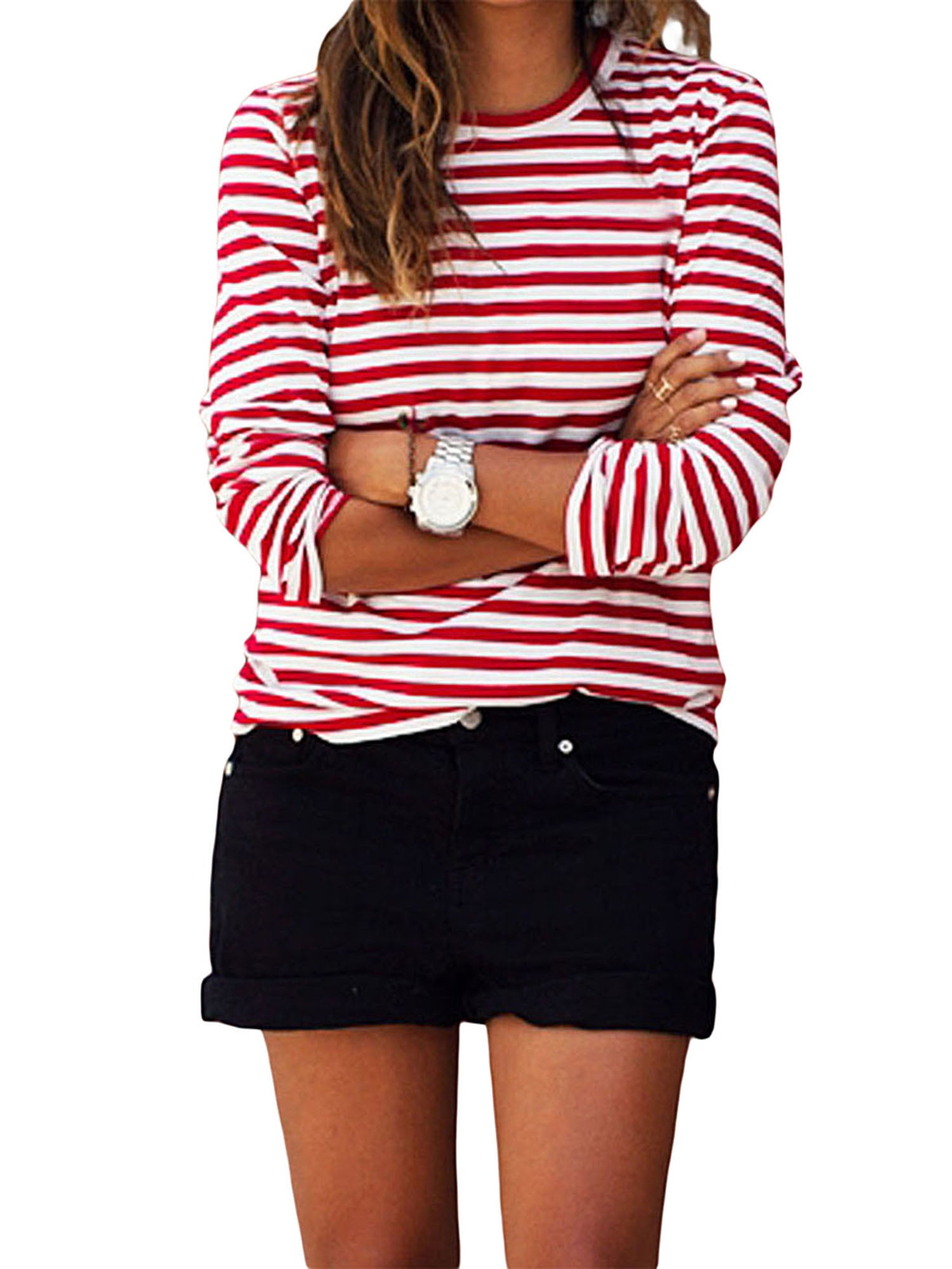 Red And White Striped Shirts For Women