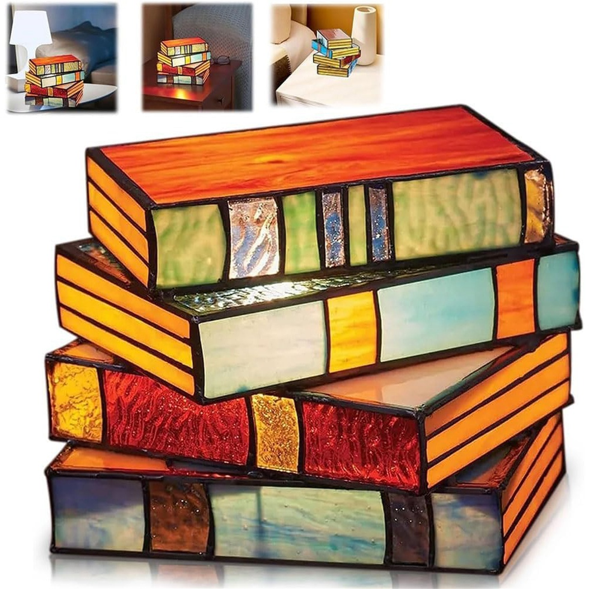 Click here for Unbranded 3pcs Stained Glass Stacked Books Lamp  S... prices
