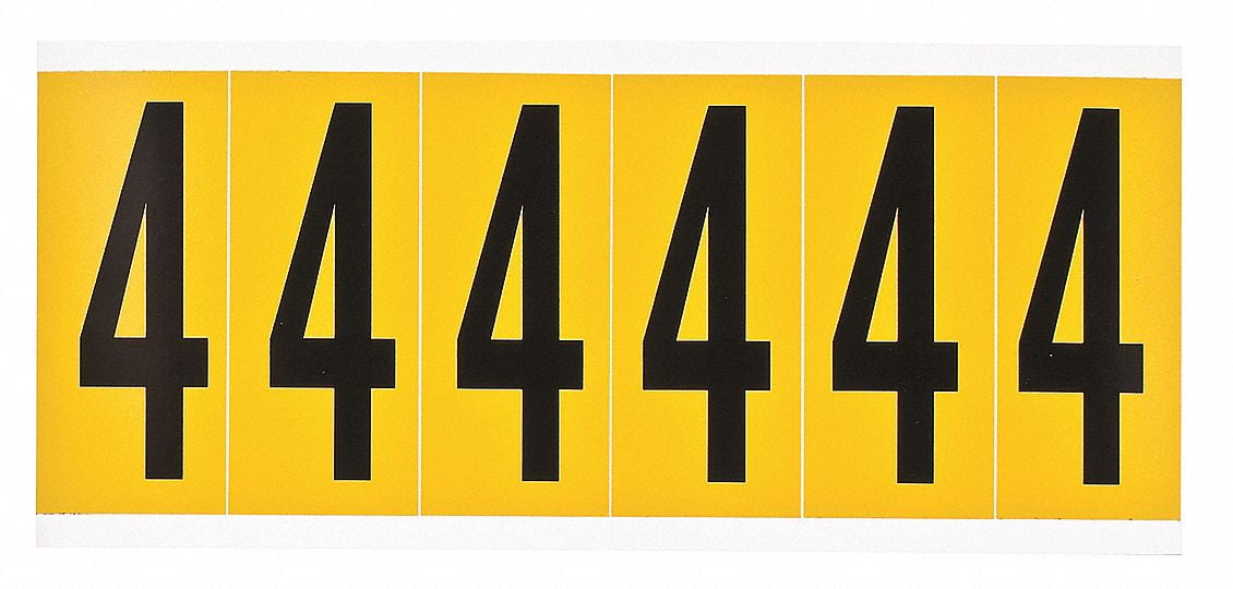 Brady Number Label,4,1-1/2 in. W x 3-1/2 in. H 1550-4 - Walmart.com