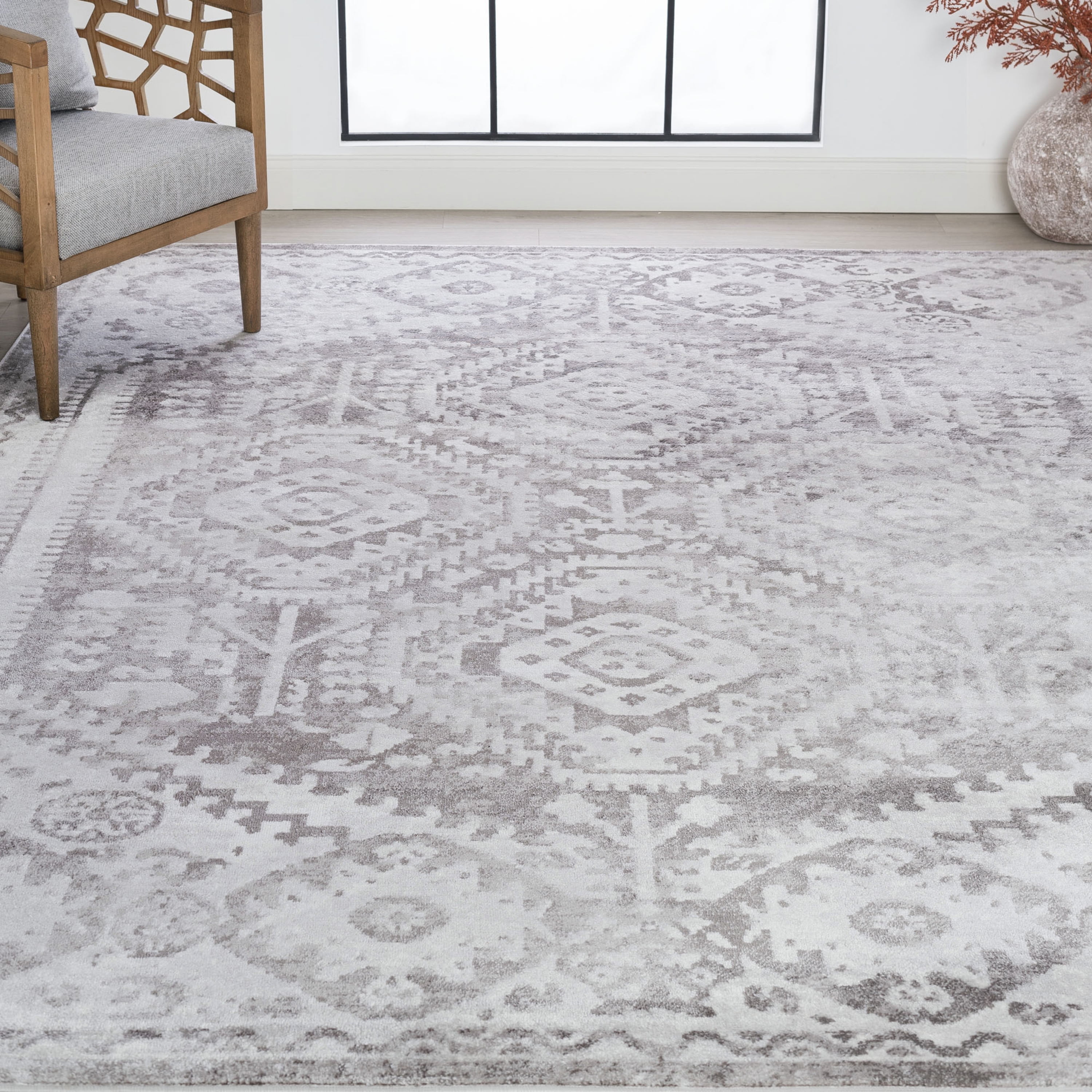 Traditional 4x6 Area Rug (4' x 5'3'') Oriental Gray Indoor Rectangle ...
