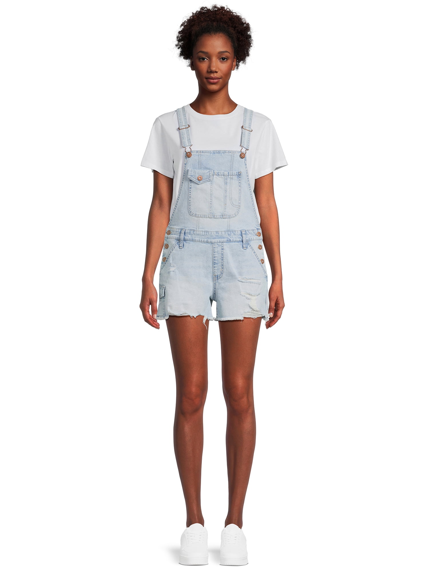 No Boundaries Juniors' Denim Shortalls, Sizes XS-XXXL - Walmart.com