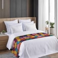 Colorful Dahlia Bed Runner Cal King Size Modern Abstract Orange Yellow ...