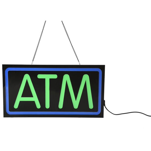 ATM Sign for Store Window, LED Illuminated Sign with Hanging Chain ...