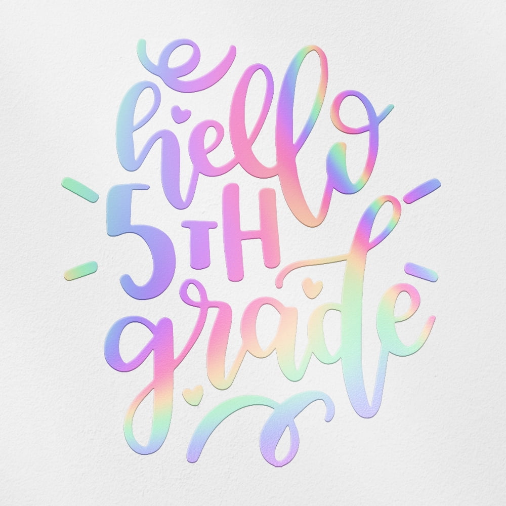 Transparent Decal Stickers Of Hello 5Th Grade (Hologram) Premium ...