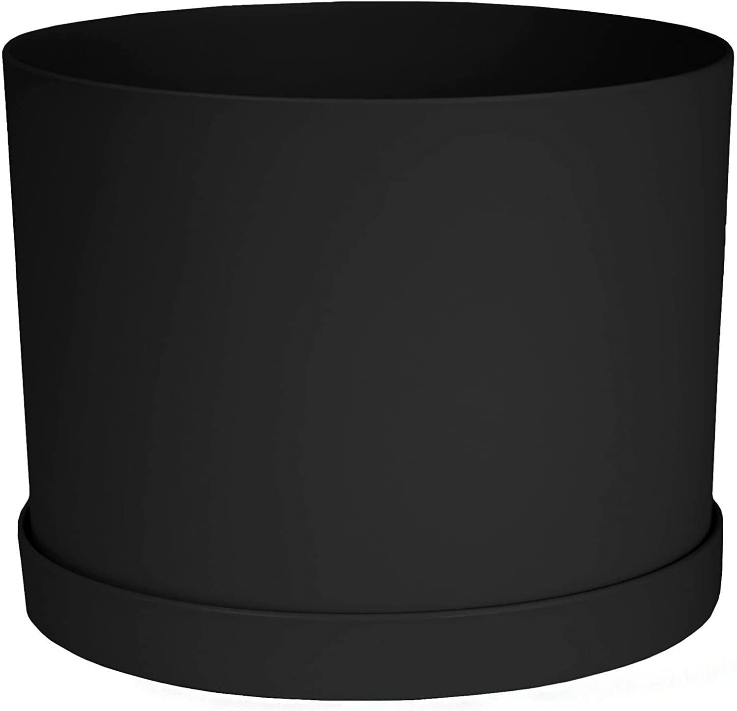 Bloem Mathers Round Planter with Saucer Tray: 8" - Black - Modern ...