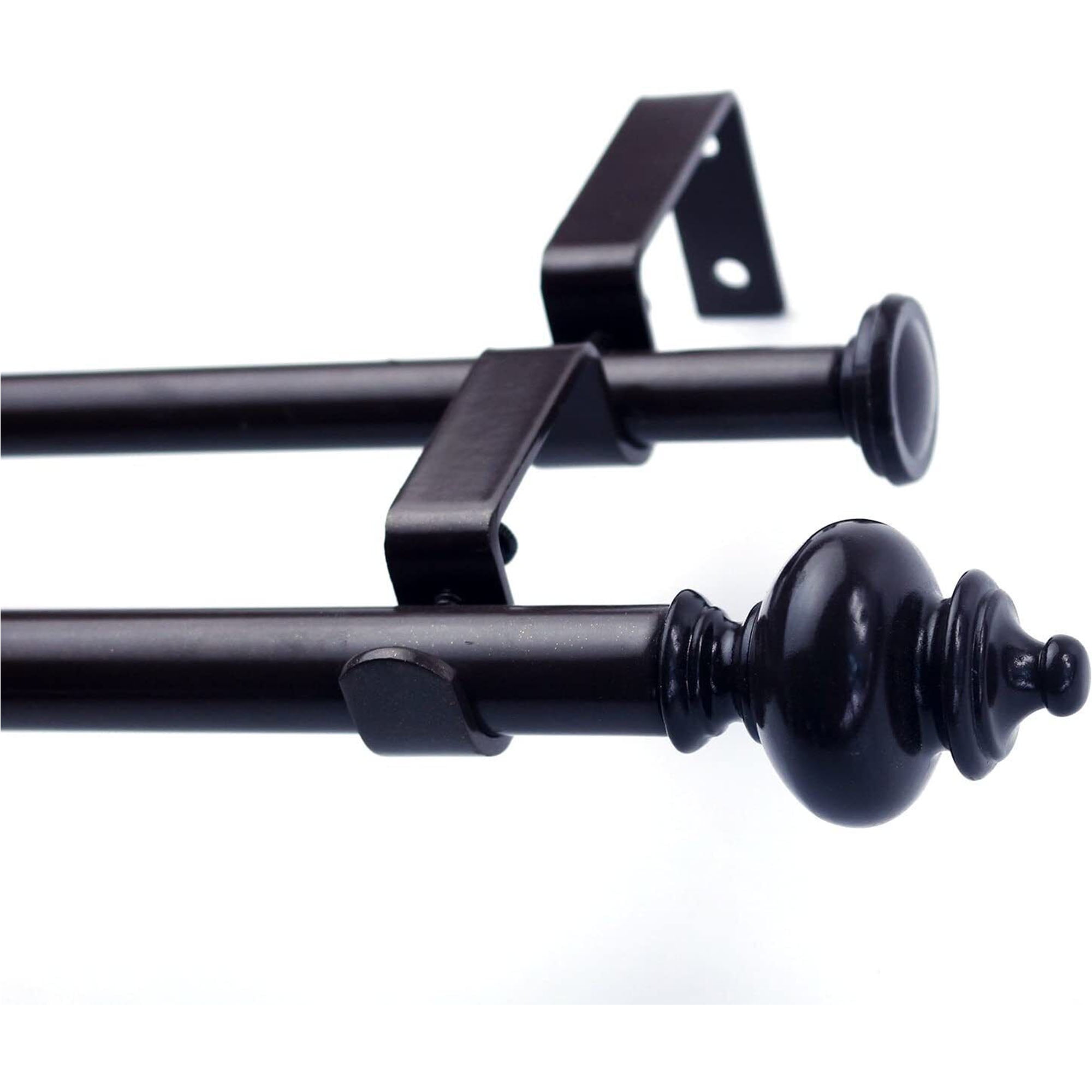 SAYFUT Round Urn Adjustable Double Drapery Curtain Rod Set 28''-48''/48 ...