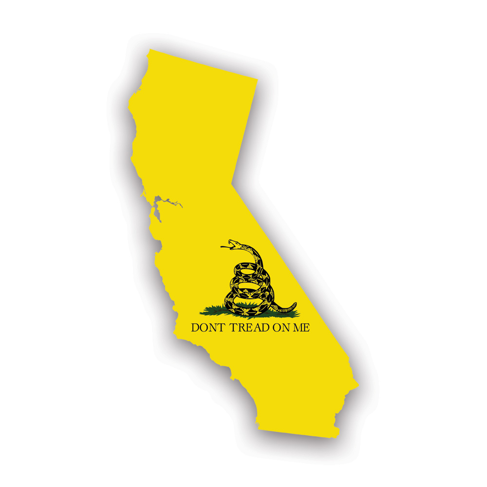 California State Shaped Gadsden Flag Sticker Decal - Self Adhesive ...