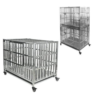 "Suchown 37"" Stackable Heavy Duty Dog Crate, 2-in-1 Kennels, Locks ...