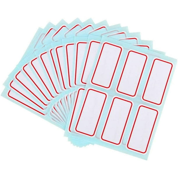 288 Pieces 48 Sheets Red Border White Blank Self Adhesive Stickers Name ...