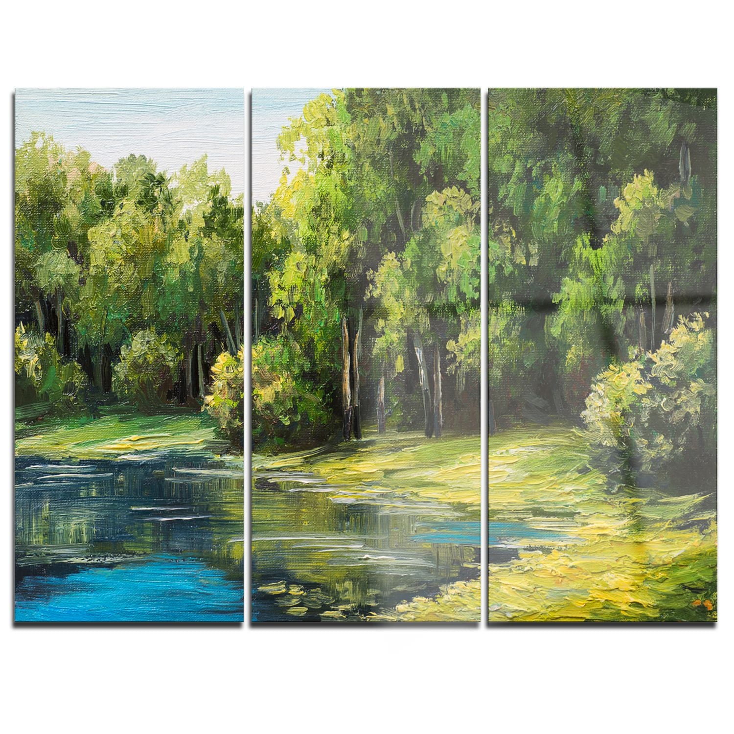 Click here for Designart Design Art Summer Day Lake In Forest Mul... prices