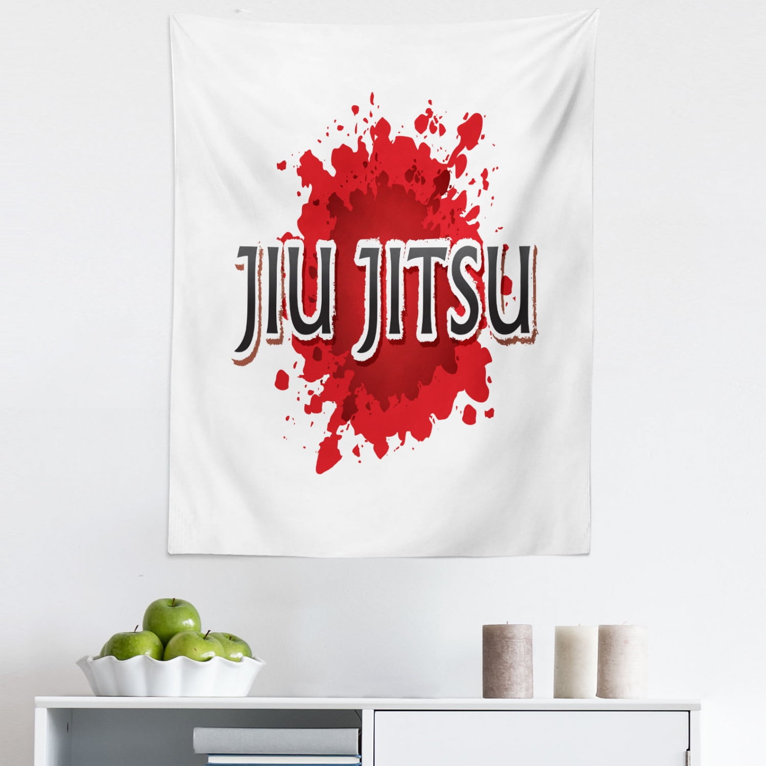 Jiu Jitsu Tapestry, Japanese Martial Arts Typography on Color Splash ...