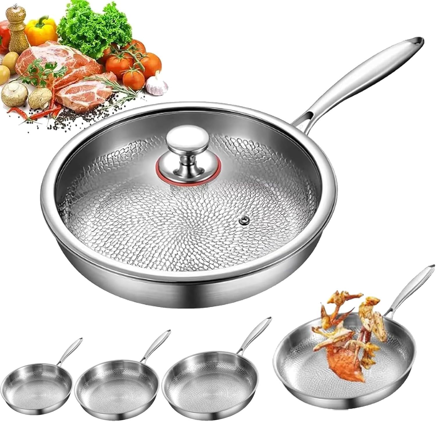 Tipanexi Titanium Pan Pro with Lid, Durable Scratch-Resistant Non Stick ...