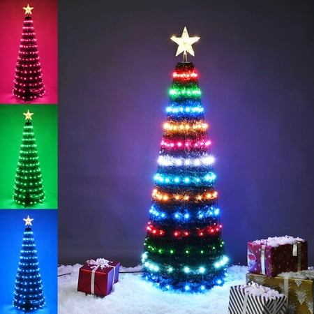 Yescom 5Ft RGB Christmas Tree Decoration Light Pop Up Christmas Tree ...