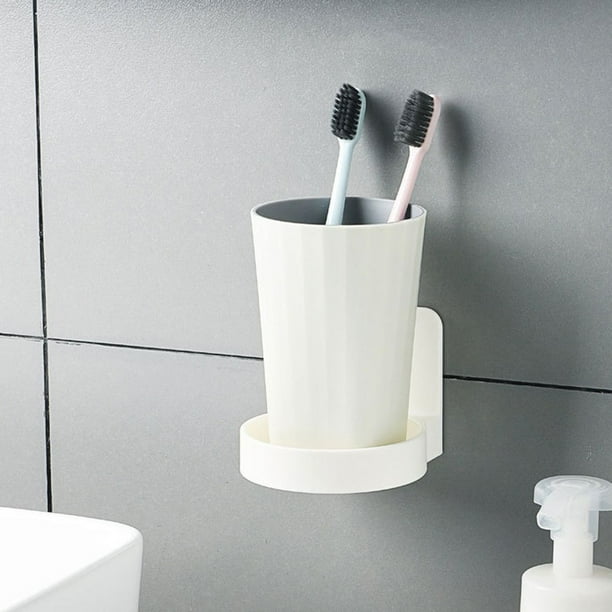Bathroom Cup Holder Wall Mounted Round Tray Self-Adhesive Floating ...