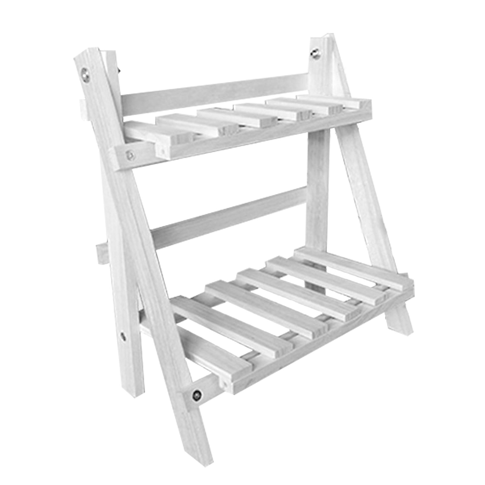 PersonalhomeD Ladder Plant Stand with Grid 2-Tier Wooden Planter Holder ...