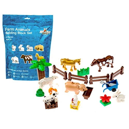 Farm Animals Large Block Building Block Set (24 Pieces) Compatible with ...