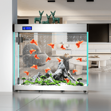 Black Luxury 125Gal LED Aquarium Kit, Large Glass Fish Tank with Tri ...