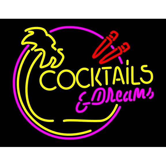 Dolphin Tiki Bar LED Neon Sign 13 x 32 - inches, Clear Edge Cut Acrylic ...