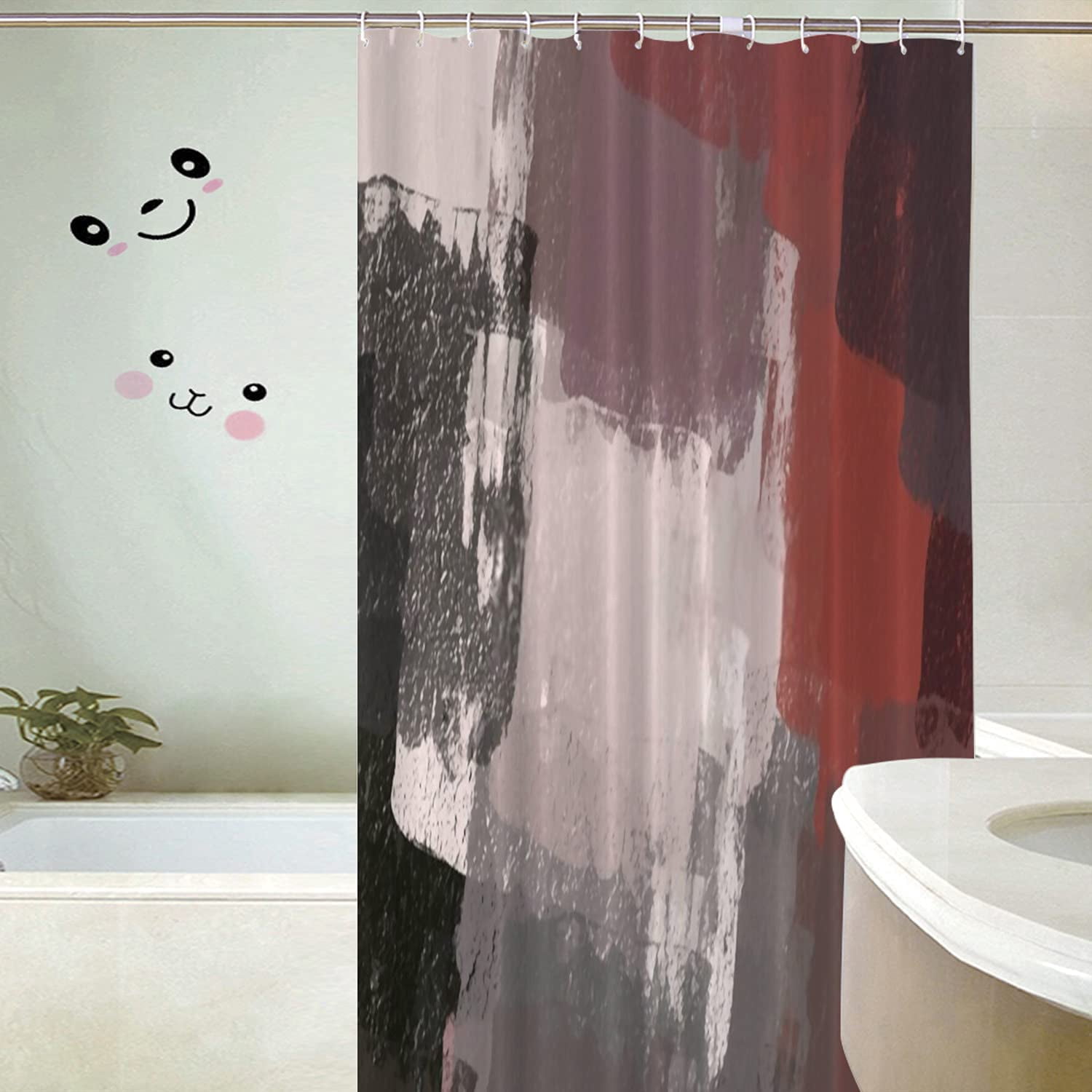 Acrylic Vivid Variety Contour Shower Curtain, Digital Sketch Colorful ...