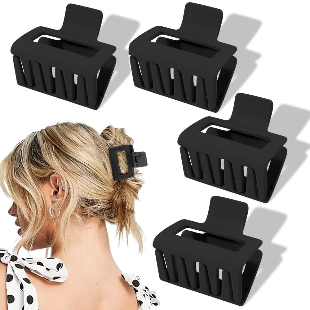 4 Pack Black Hair Clips for Thin Hair 2" Matte Hair Clips Small Hair ...