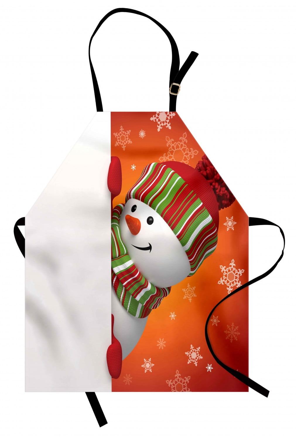 Christmas Apron Cute Snowman with Mittens and Hat and Scarf New Year ...