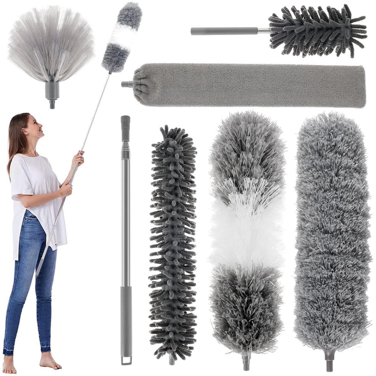 Pluokvzr Feather Duster Bendable Scratch Free Microfiber Duster with 16 ...