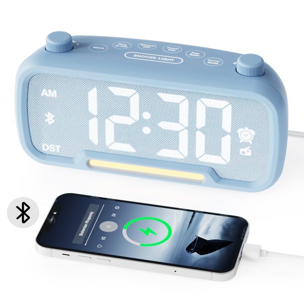 Roxicosly Alarm Clocks Radio with Bluetooth Speaker, Digital Clock with ...