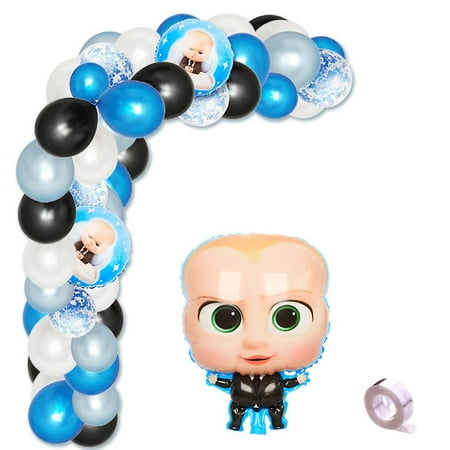78pcs Boss Baby Balloons Arch Kit Mylar Cartoon Baby With Latex Round ...