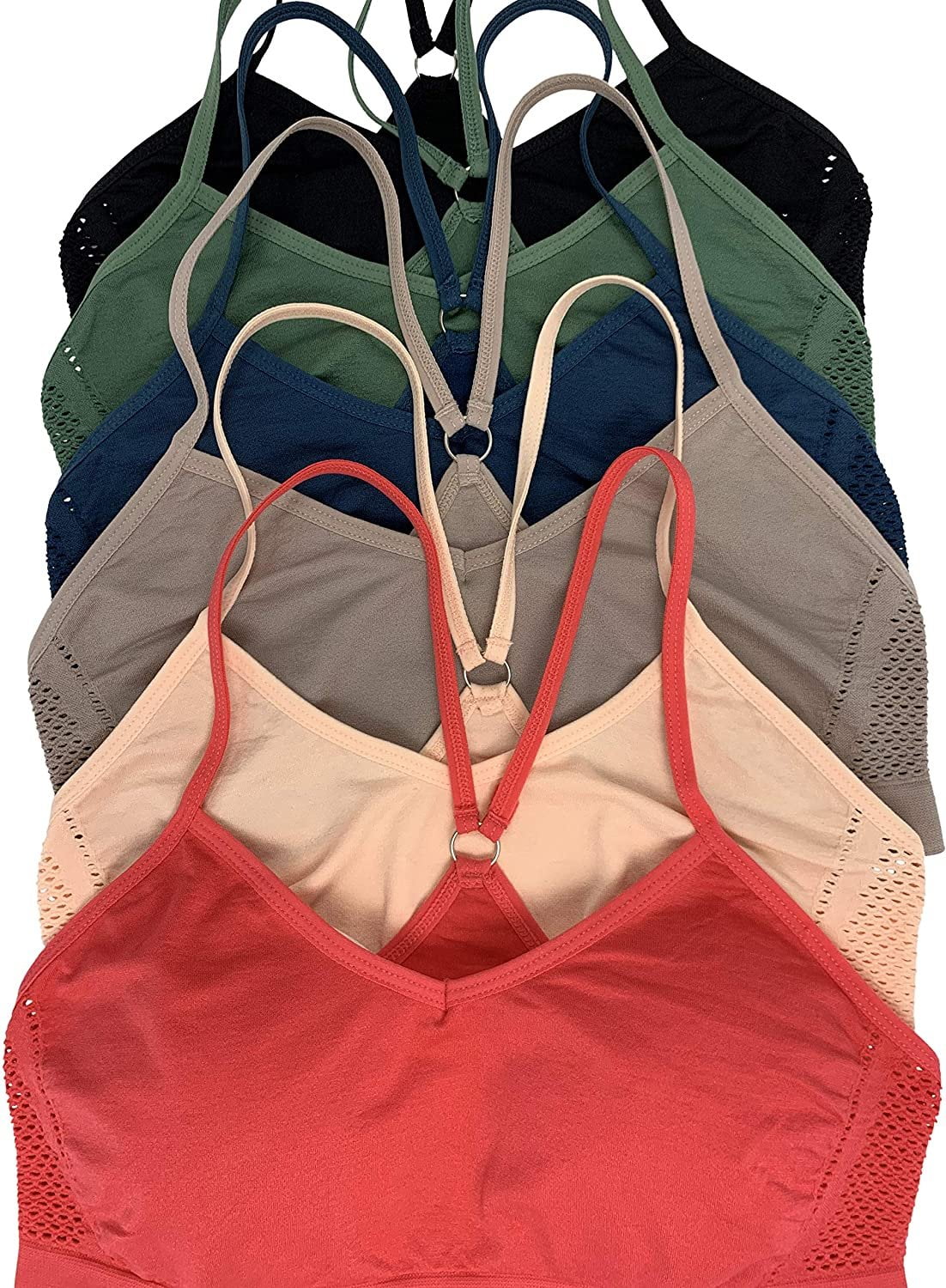 ToBeInStyle Womens Pack of 6 Non-Padded Adjustable Strap Bras - Walmart.com