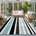 Abstract Stripe Area Rugs 3x5ft Classic Green Black Lines Art Floor Rug ...