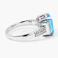 3.50 Ct Cushion Swiss Blue Topaz and Lab Diamond Prong Silver Statement ...
