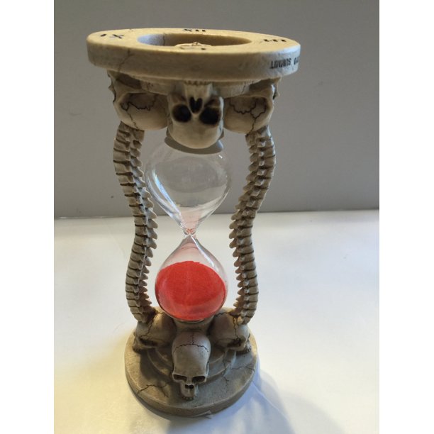 Gothic Alchemy Graveyard 4 Skulls With Skeleton Spine Bones Sand Timer ...