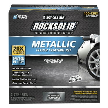 Rust-Oleum RockSolid High Gloss Black Garage Floor Coating Kit, 2.5-Car ...