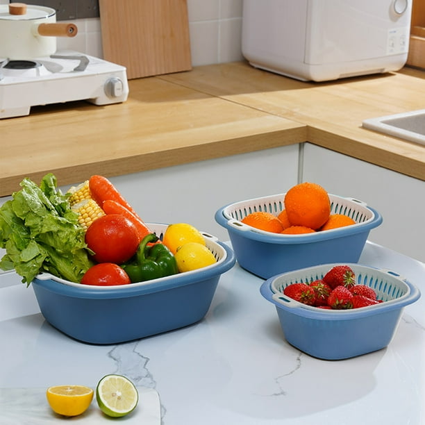 Home Deals,Kitchen storage,Vegetable Washing Basket, 2-in-1 Drainin ...